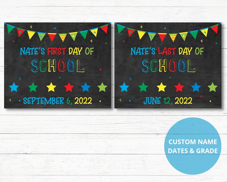 First & Last Day of School Signs Printable Bundle Boys First - Etsy