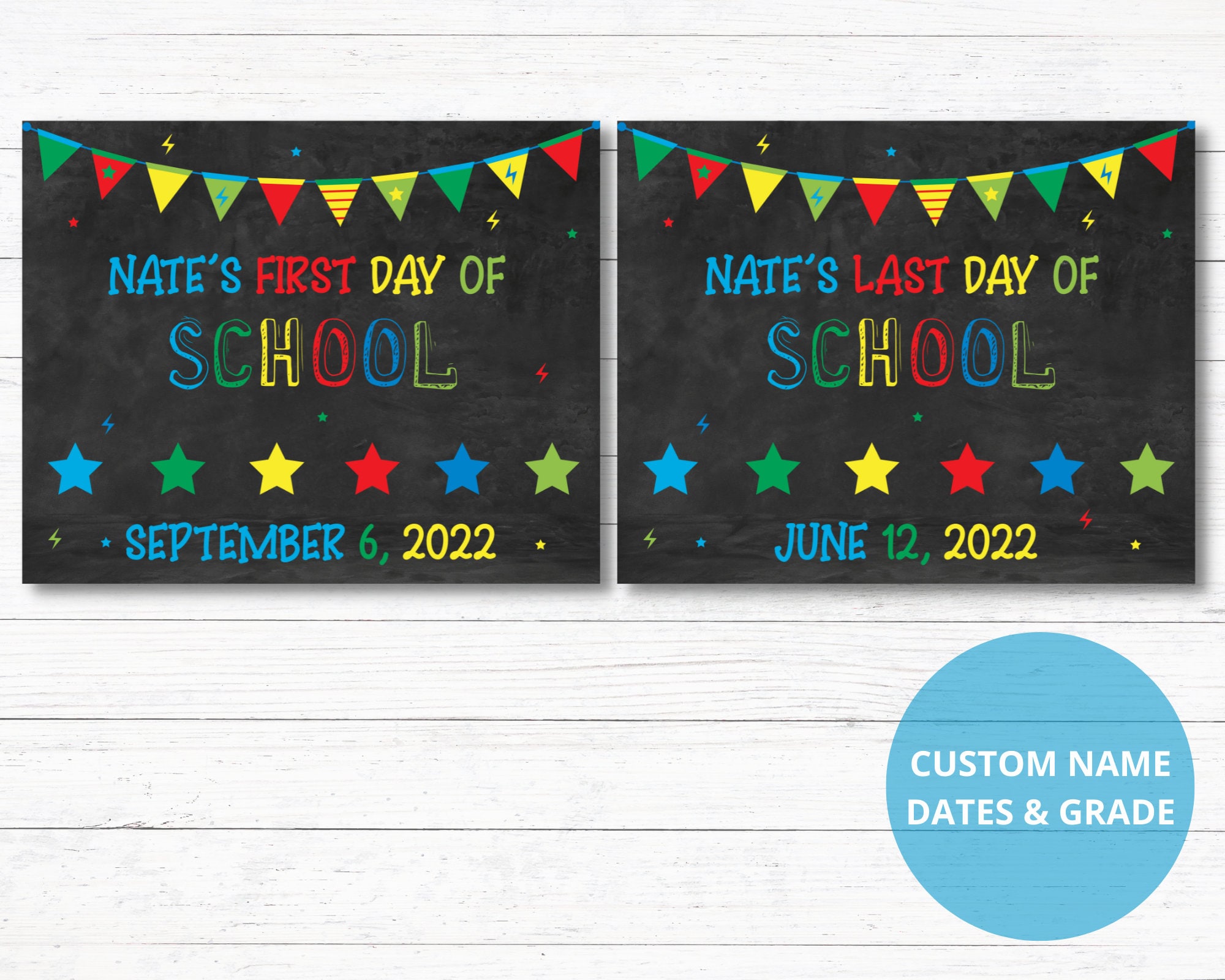First & Last Day of School Signs Printable Bundle Boys First - Etsy