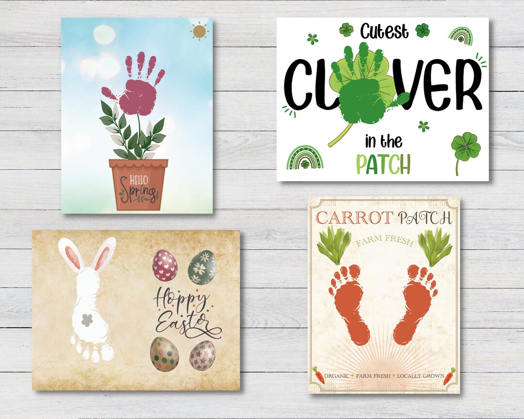 Set of 4 Easter Spring St. Patricks Day Handprints Footprints Bundle ...