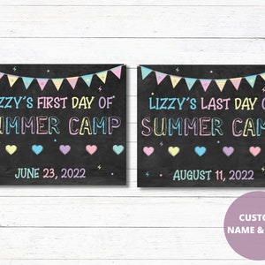Summer Camp Printable Bundle, First Day Summer, Last Day of Summer ...