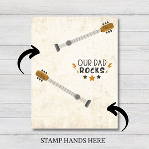 Our Dad Rocks + Our Papa Rocks Guitar Handprint Art Craft, Gift for Dad ...