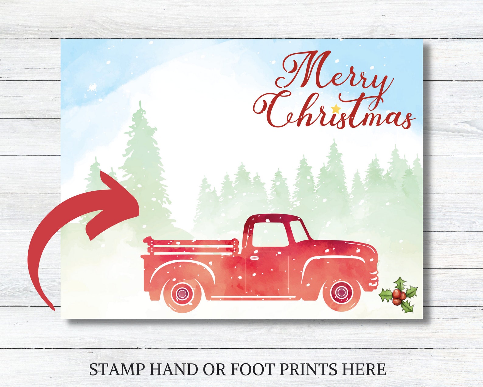 Christmas Handprint Art, DIY Kids Craft, Watercolor Christmas Handprint ...