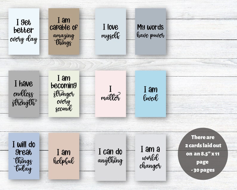 60 Positive Affirmation Cards Inspirational Bundle Vision - Etsy