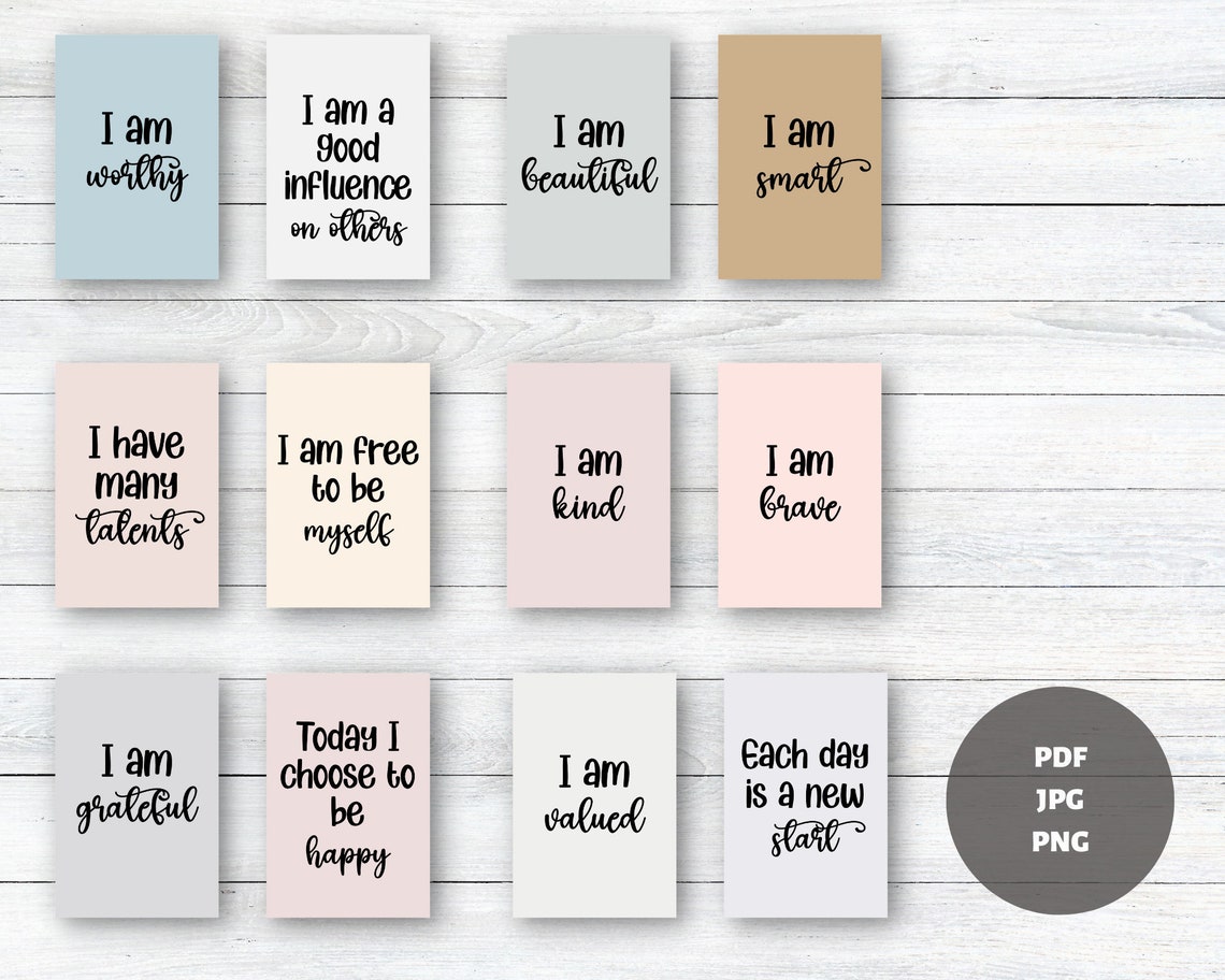 60 Positive Affirmation Cards Inspirational Bundle Vision - Etsy