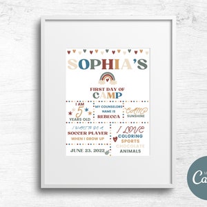 First Day of Summer Camp Sign | Boho Vibe Sign | Editable on Canva ...