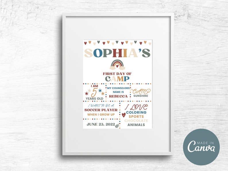 First Day of Summer Camp Sign Boho Vibe Sign Editable on - Etsy