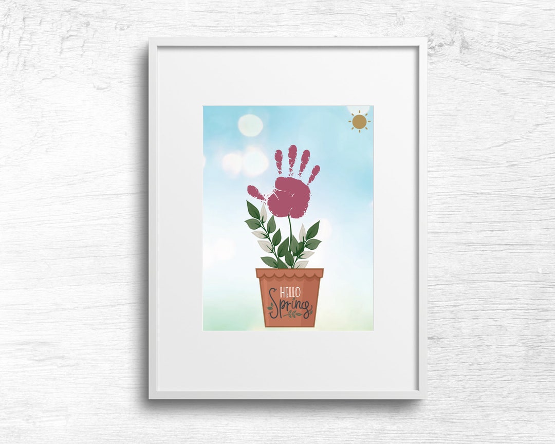 Hello Spring Flower Pot Handprint Art Activity, DIY Printable, Toddler ...