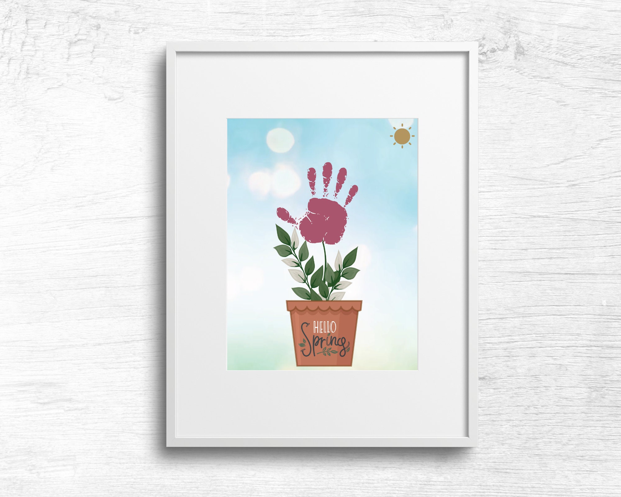 Hello Spring Flower Pot Handprint Art Activity, DIY Printable, Toddler ...