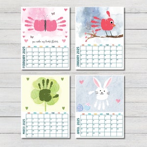 2025 12 Month Handprint Calendar, DIY Kid Toddler Baby Craft, Calendar ...