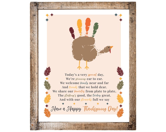 Thanksgiving Handprint Art, DIY Kid Craft, Handprint Keepsake, Fall ...