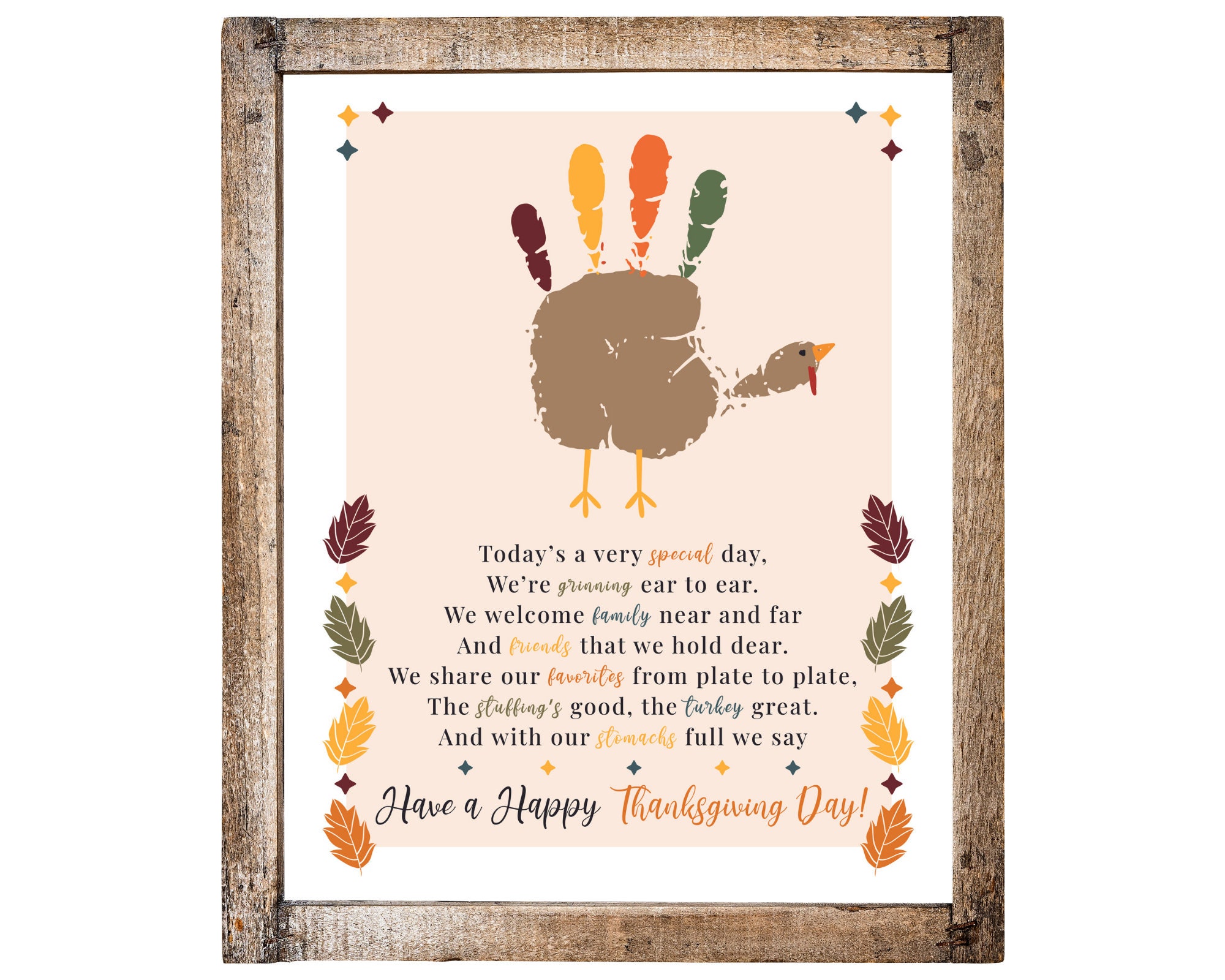 Thanksgiving Handprint Art DIY Kid Craft Handprint Keepsake - Etsy