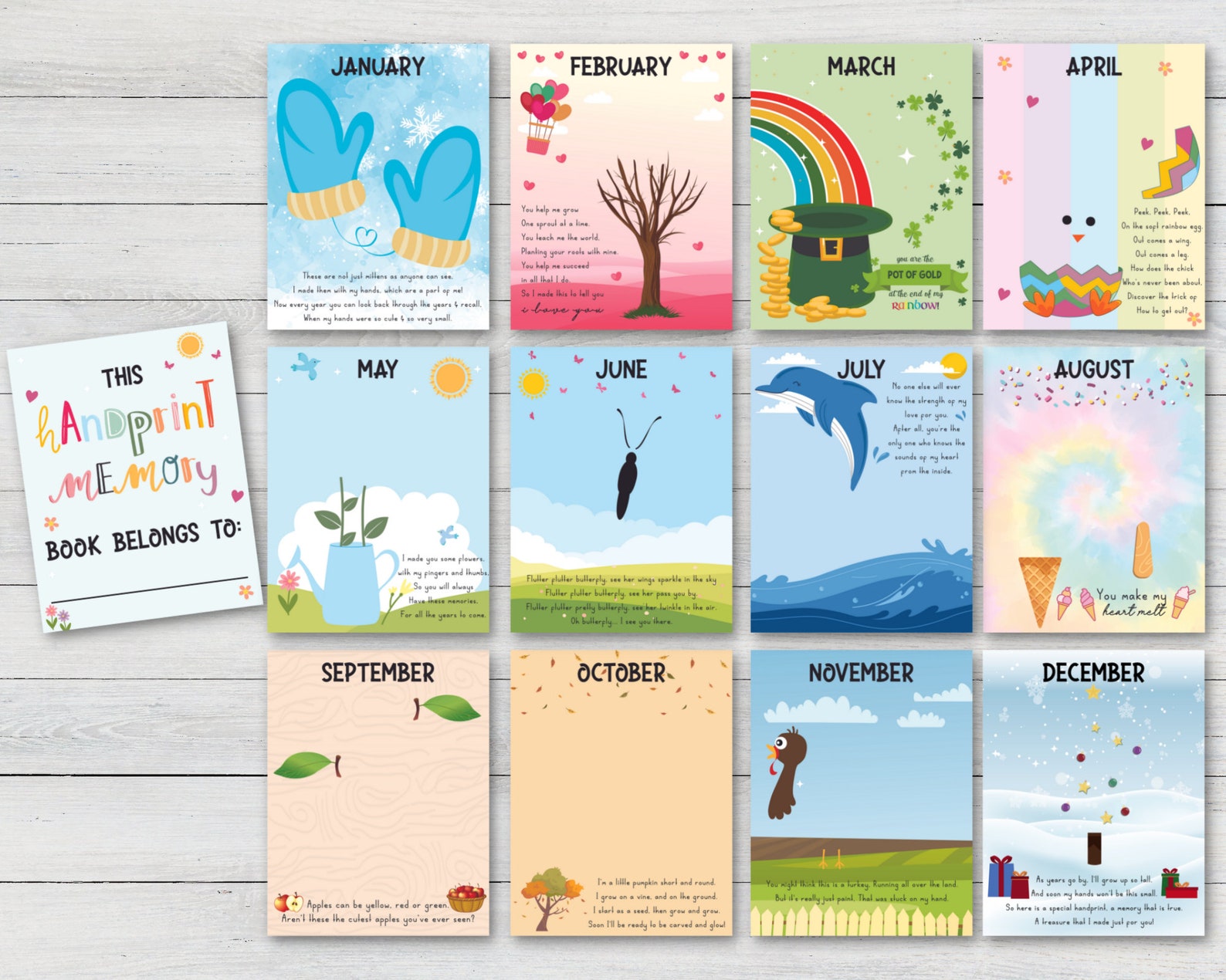 Handprint Memory Book Art Bundle DIY Kids Crafts Handprint - Etsy