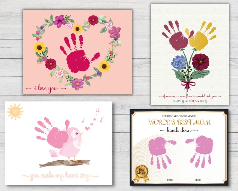 Set of 4 Mother's Day Bundle Handprints, Baby Toddler Kids Art Crafts ...