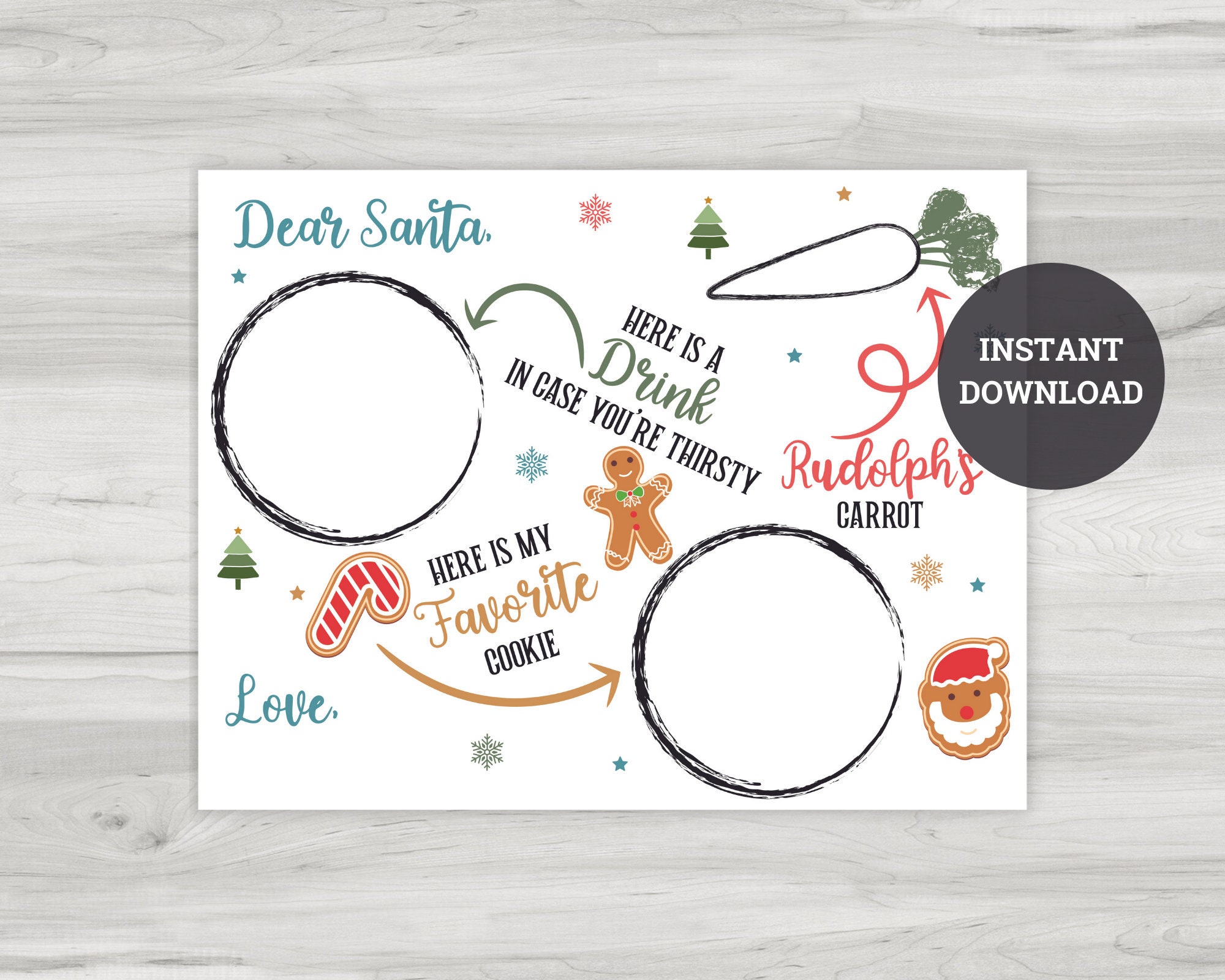 Santa Cookie Tray, Christmas Placemat, Santa Cookie and Milk Tray ...