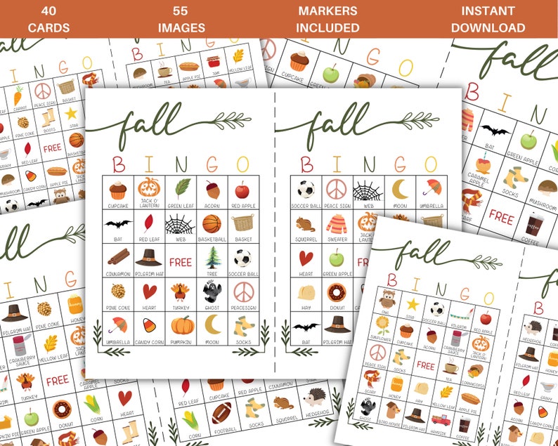 Family Fun Fall Bingo Printable, Seasonal Game for Kids and Adults ...