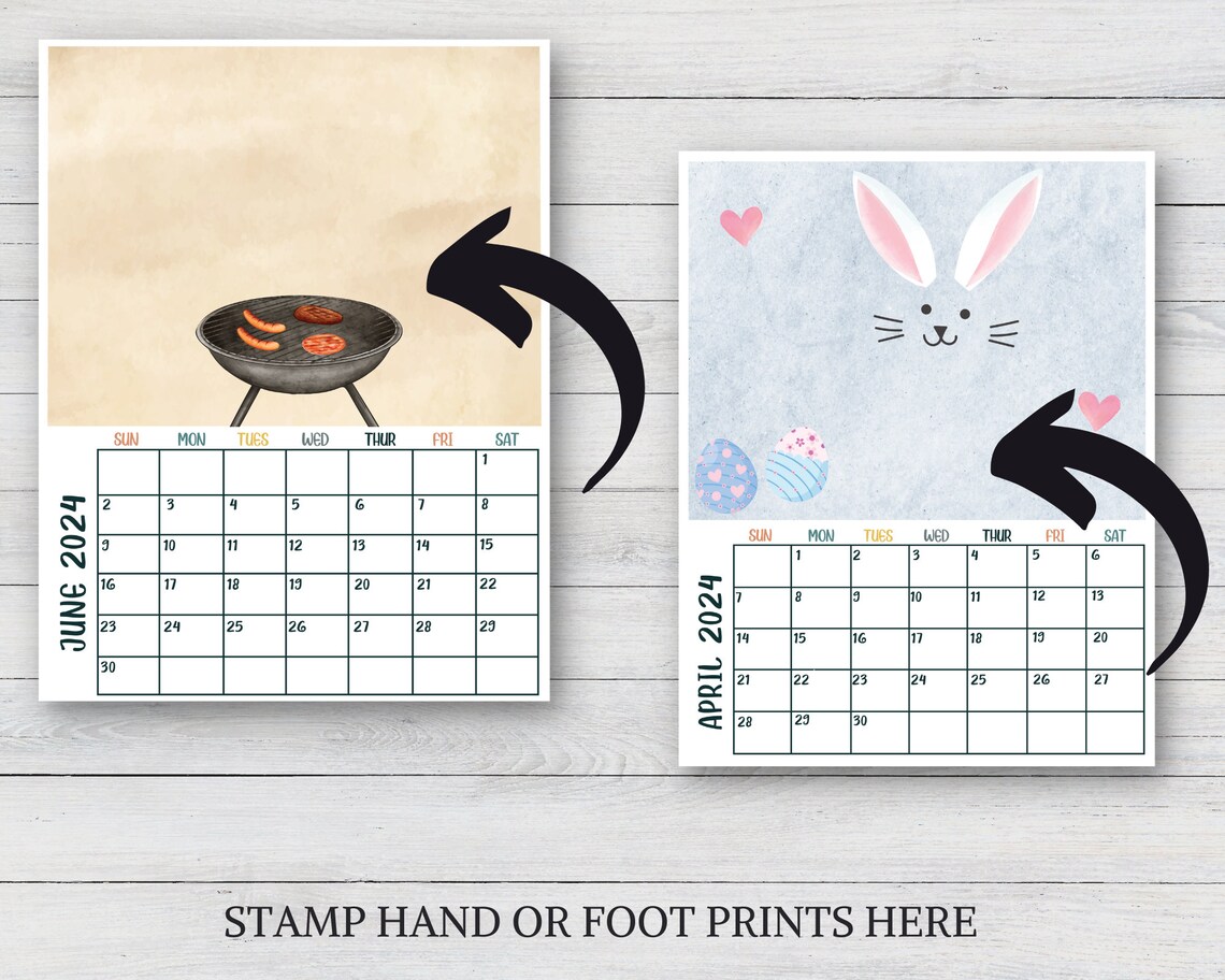 2024 12 Month Handprint Calendar DIY Kid Toddler Baby Craft - Etsy