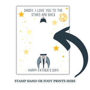 Gift for Dad, Handprint Art, DIY Kids Craft, Space Footprint Craft ...