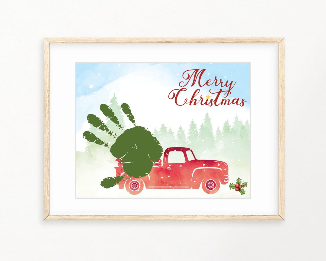 Christmas Handprint Art, DIY Kids Craft, Watercolor Christmas Handprint ...