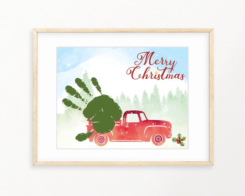 Christmas Handprint Art, DIY Kids Craft, Watercolor Christmas Handprint ...