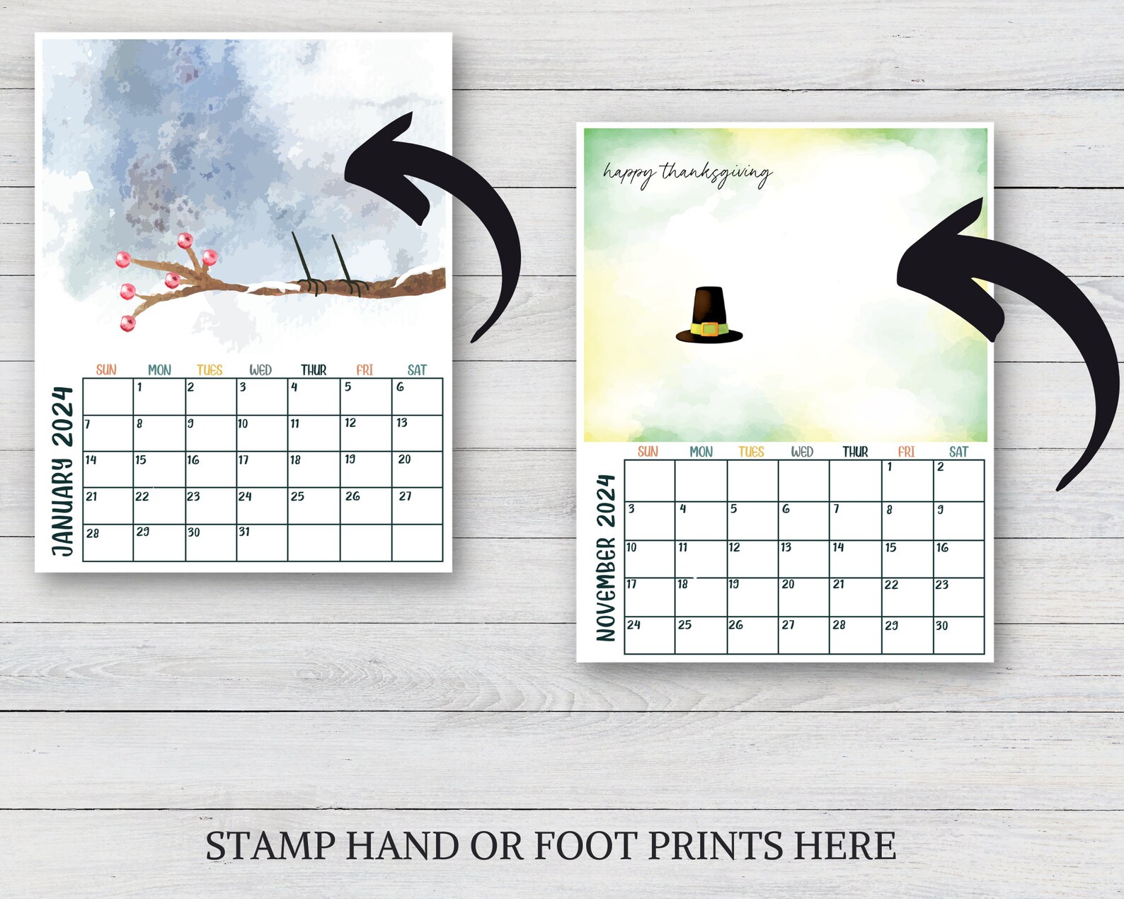 2024 12 Month Handprint Calendar DIY Kid Toddler Baby Craft - Etsy UK