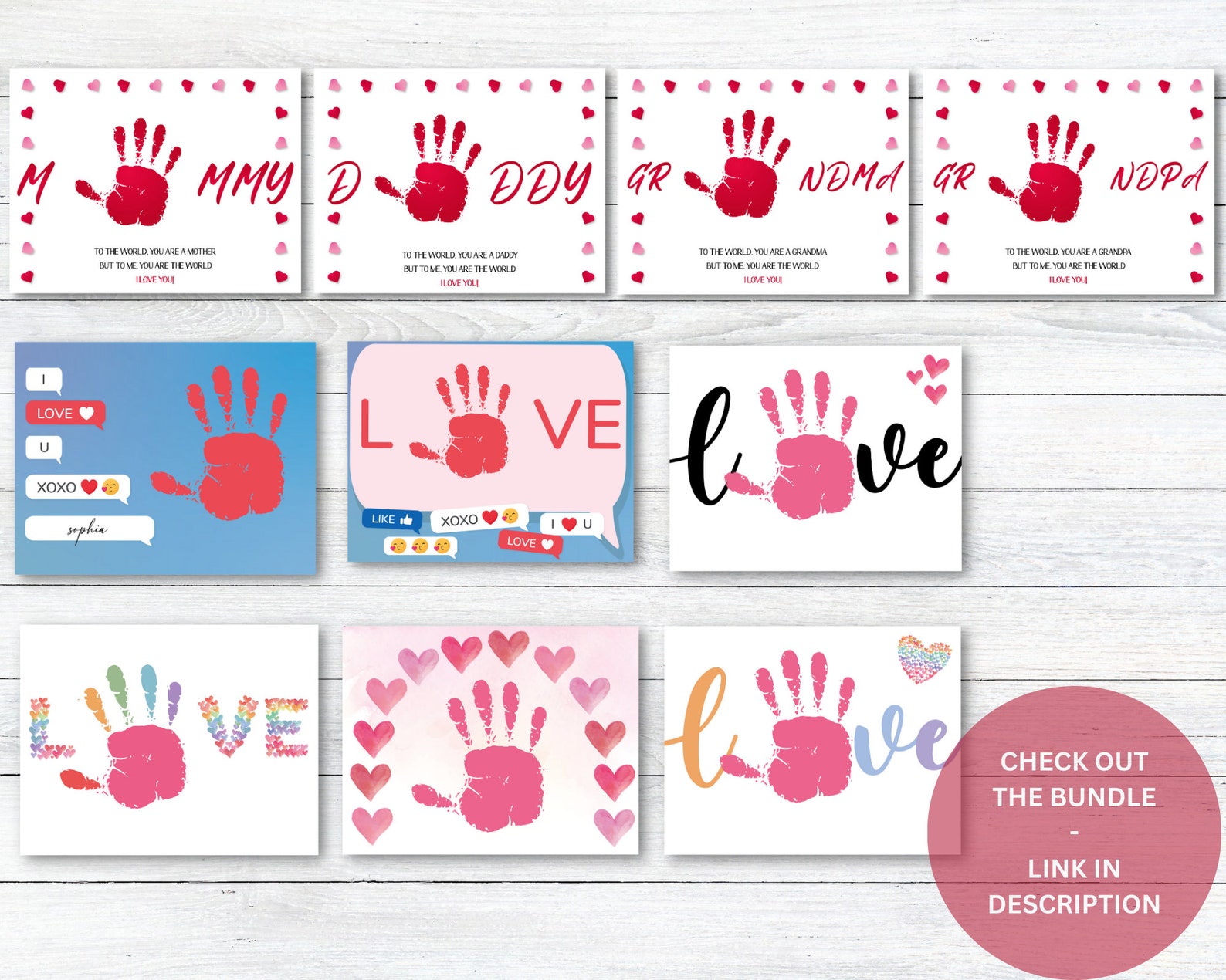 Love Watercolor Hearts Handprint Art Baby Toddler Kids Art - Etsy