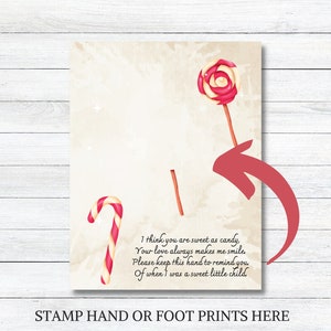 Christmas Candy Handprint Art, Xmas Printable, Christmas Craft Memory ...