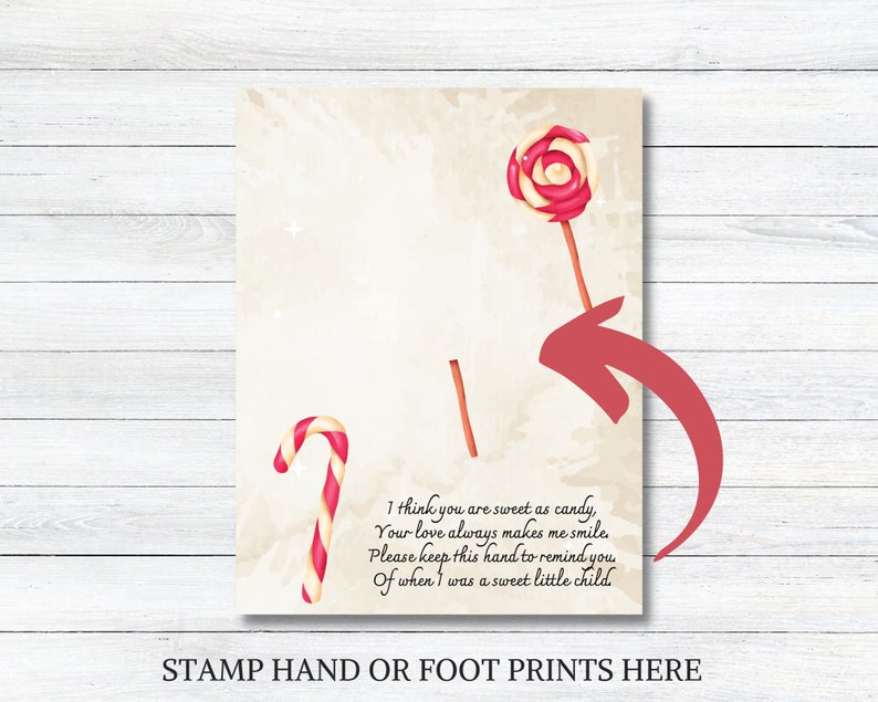 Christmas Candy Handprint Art, Xmas Printable, Christmas Craft Memory ...