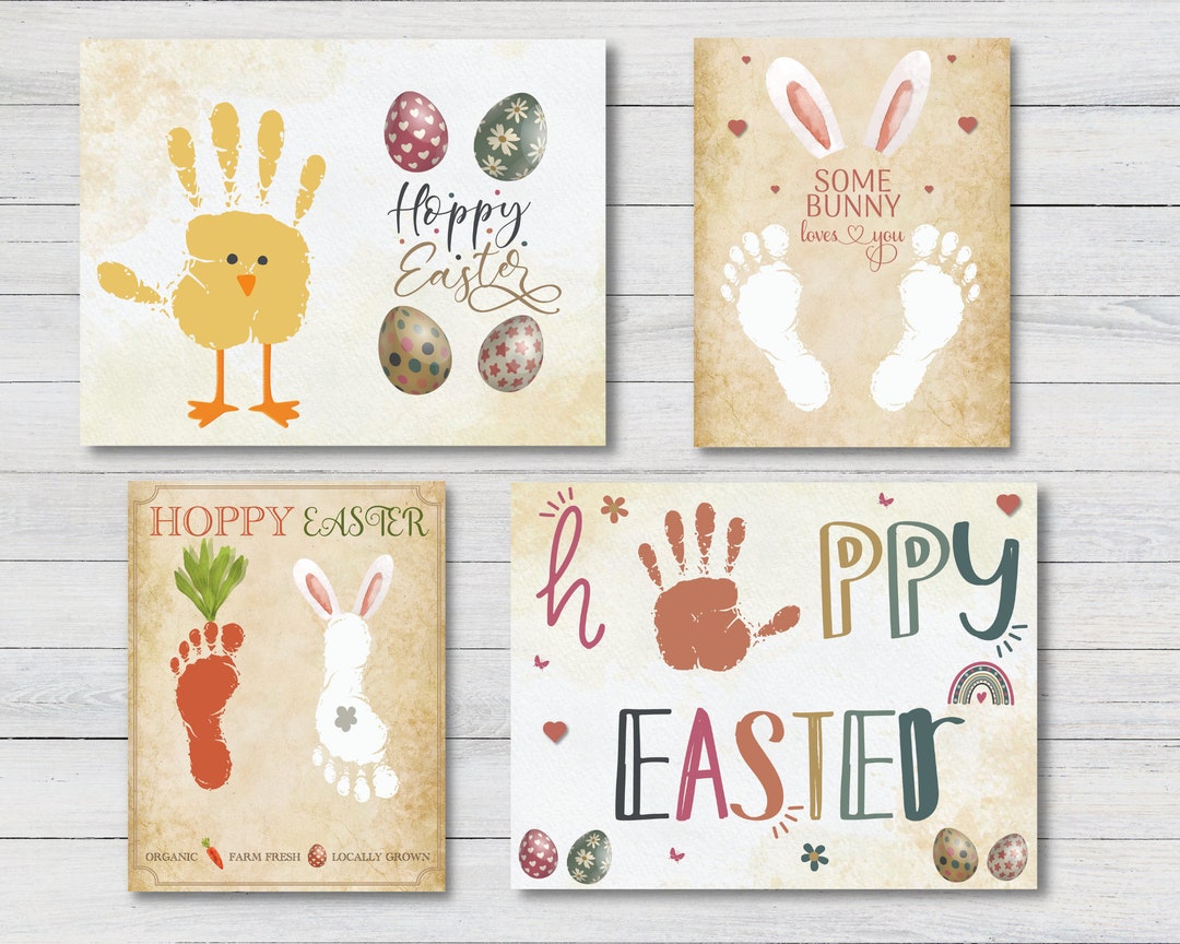 Set of 4 Easter Bundle Handprints Footprints, Baby Toddler Kids Art ...