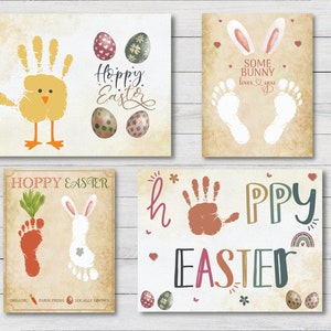 Set of 4 Easter Bundle Handprints Footprints, Baby Toddler Kids Art ...