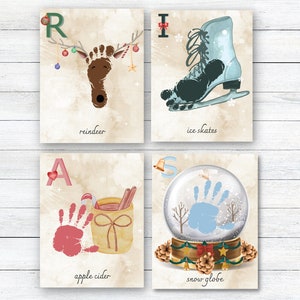 Set of 9 Christmas Handprint Art Bundle, DIY Kids Craft, Christmas ...