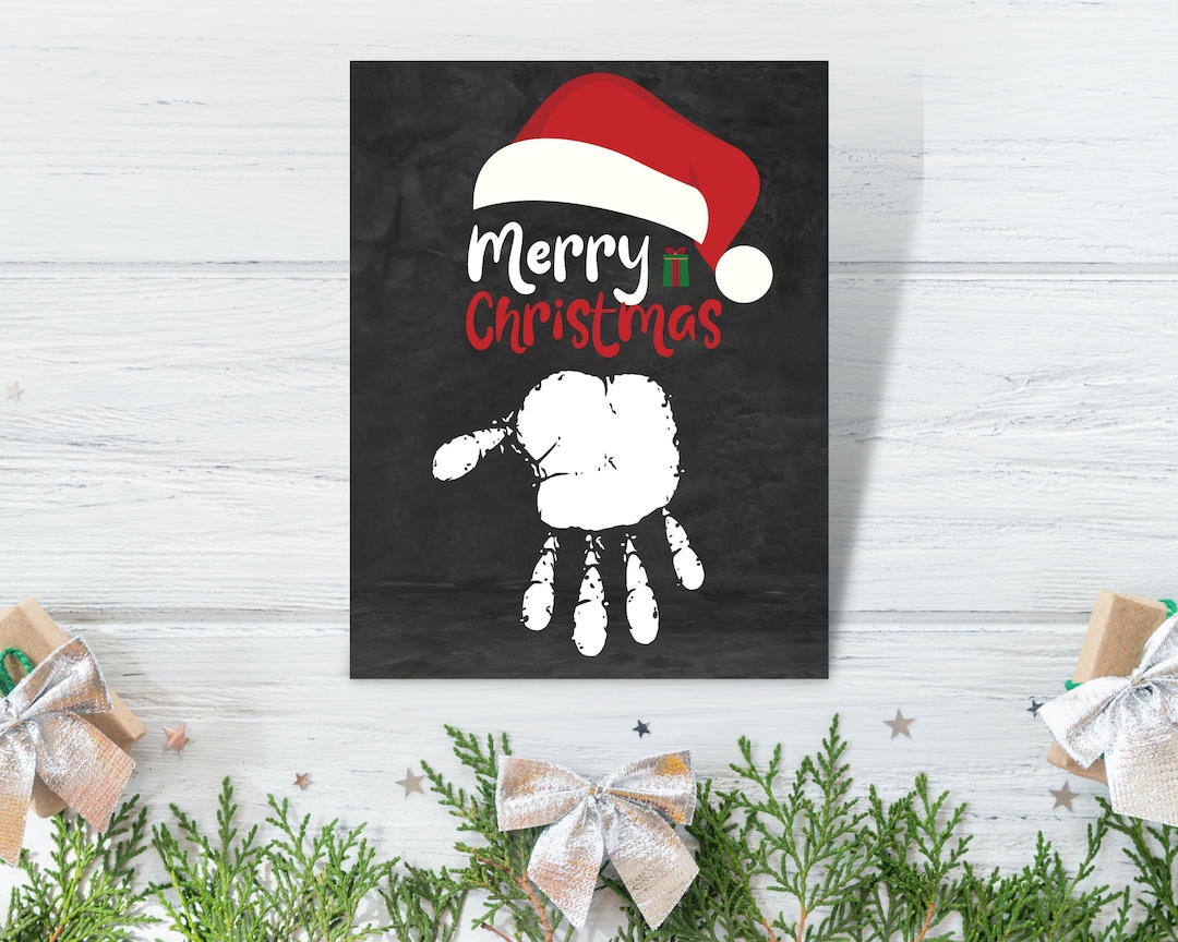 Christmas Handprint Footprint Craft, Printable Christmas Card ...