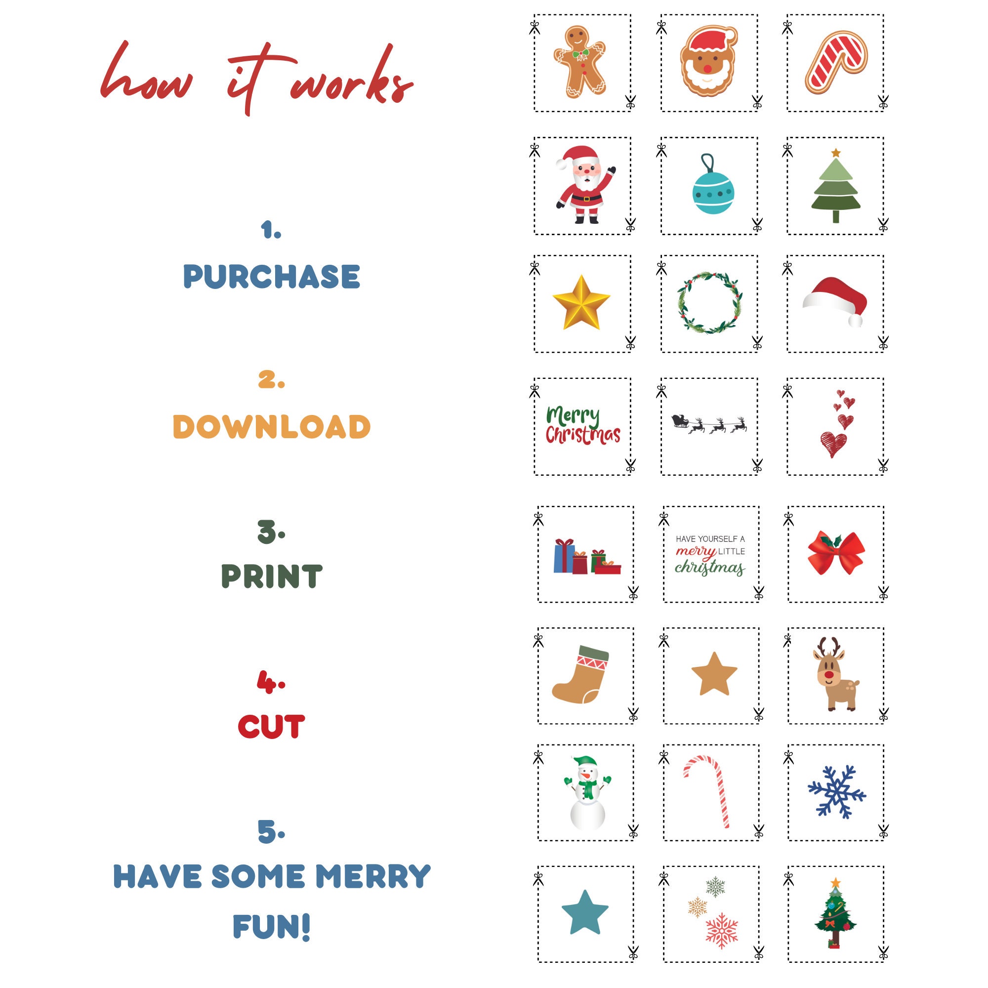 Christmas Theme Matching Game for Family & Friends, Christmas Day Kids ...