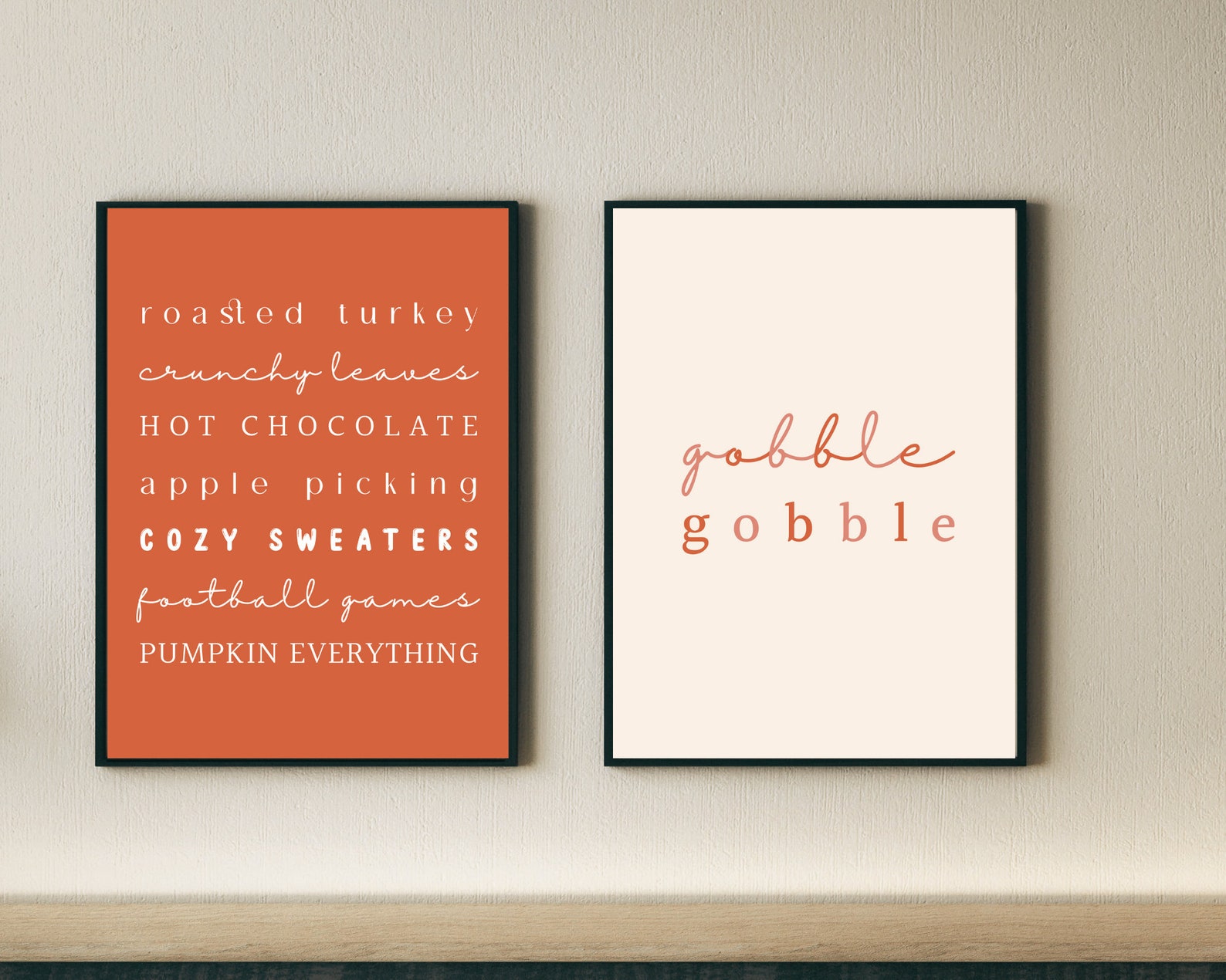 Set of 2 Thanksgiving Artwork | Autumn Wall Art | Fall Aesthetic ...