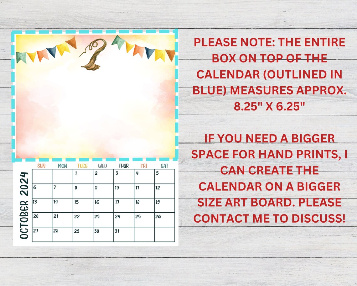 2024 12 Month Handprint Calendar DIY Kid Toddler Baby Craft - Etsy