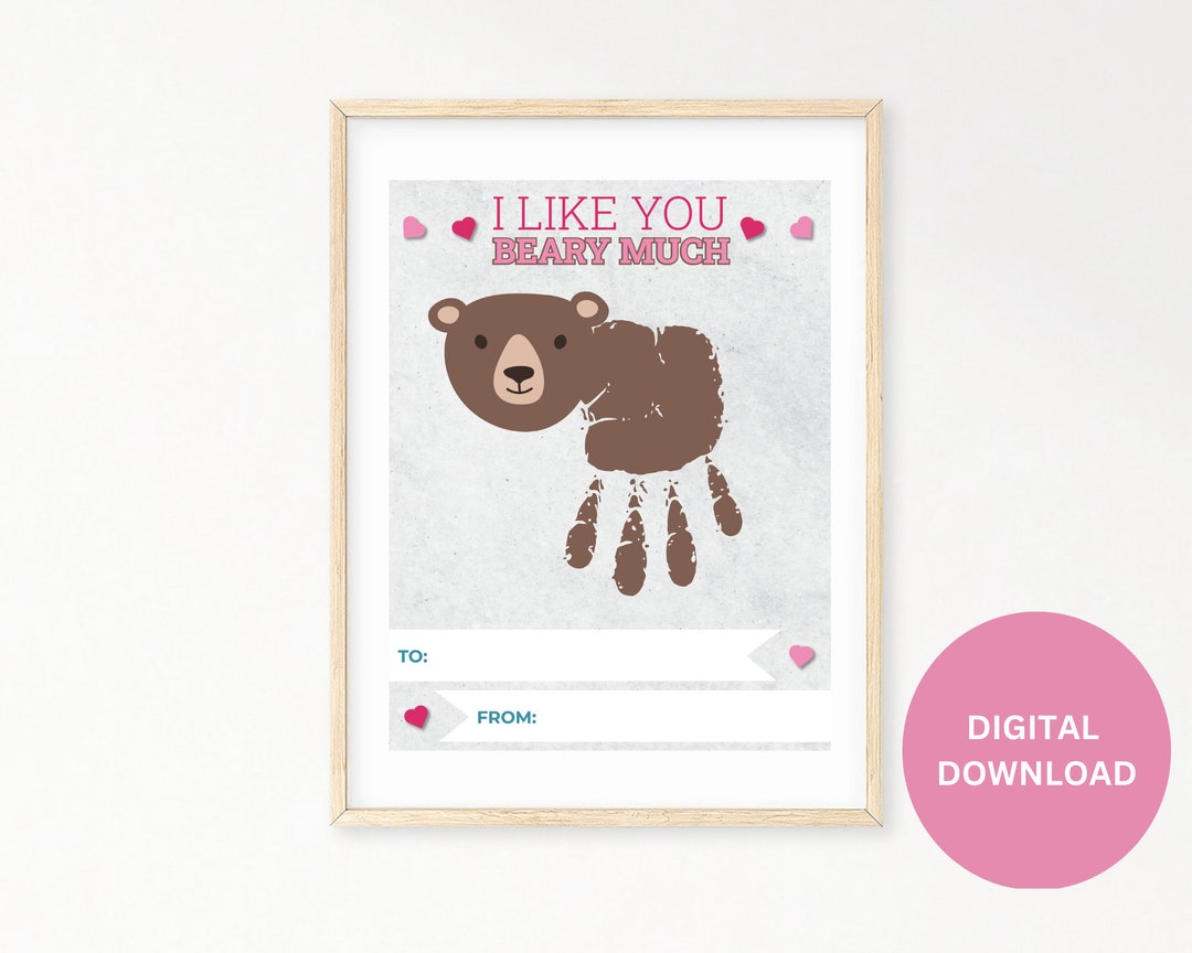 I Like You Beary Much Handprint Art Activity, Baby Toddler Kids Art ...