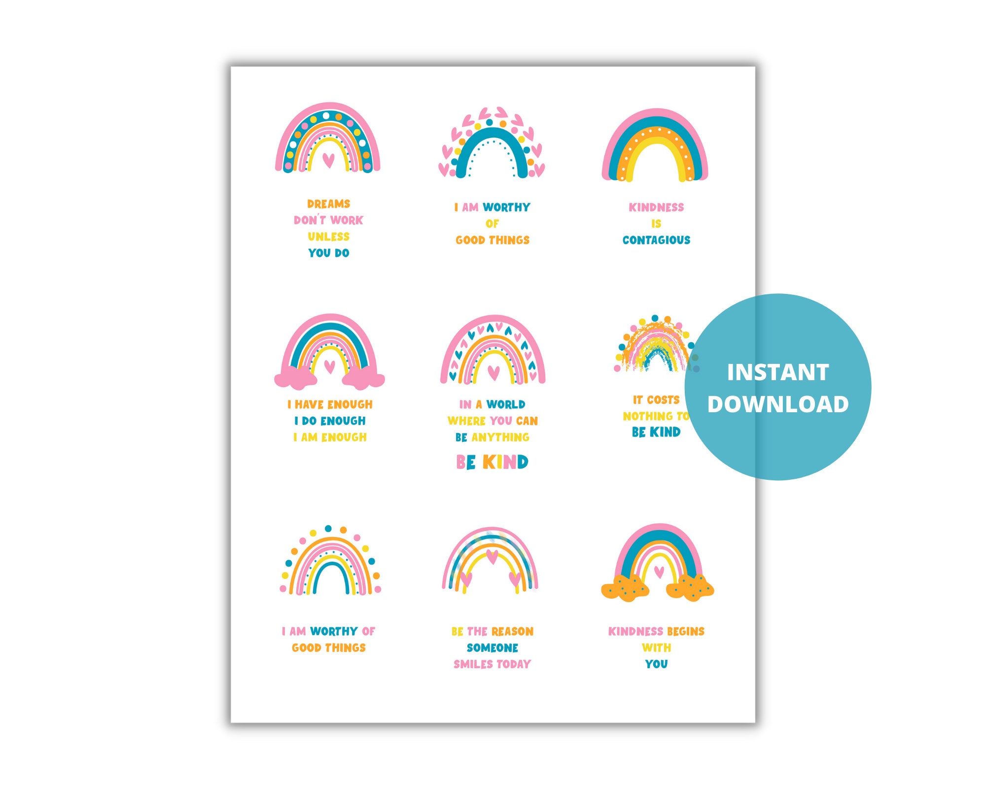 Rainbow Inspirational Quotes Wall Art Decor Classroom - Etsy