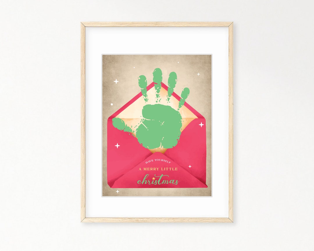 Christmas Letter Handprint Art, DIY Kids Craft, Watercolor Christmas ...