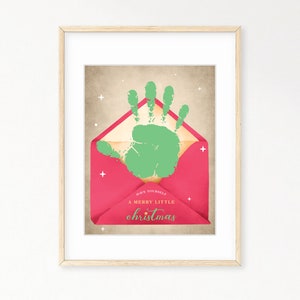 Christmas Letter Handprint Art, DIY Kids Craft, Watercolor Christmas ...
