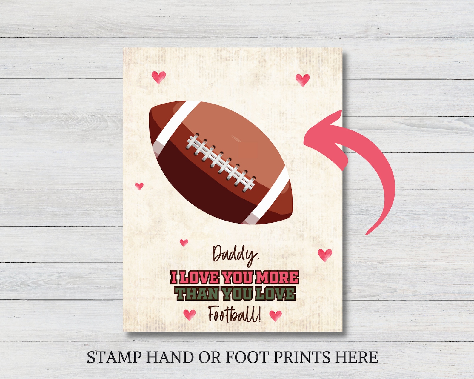 Football Lover Dad Handprint Art Print, Father's Day Handprint Craft ...