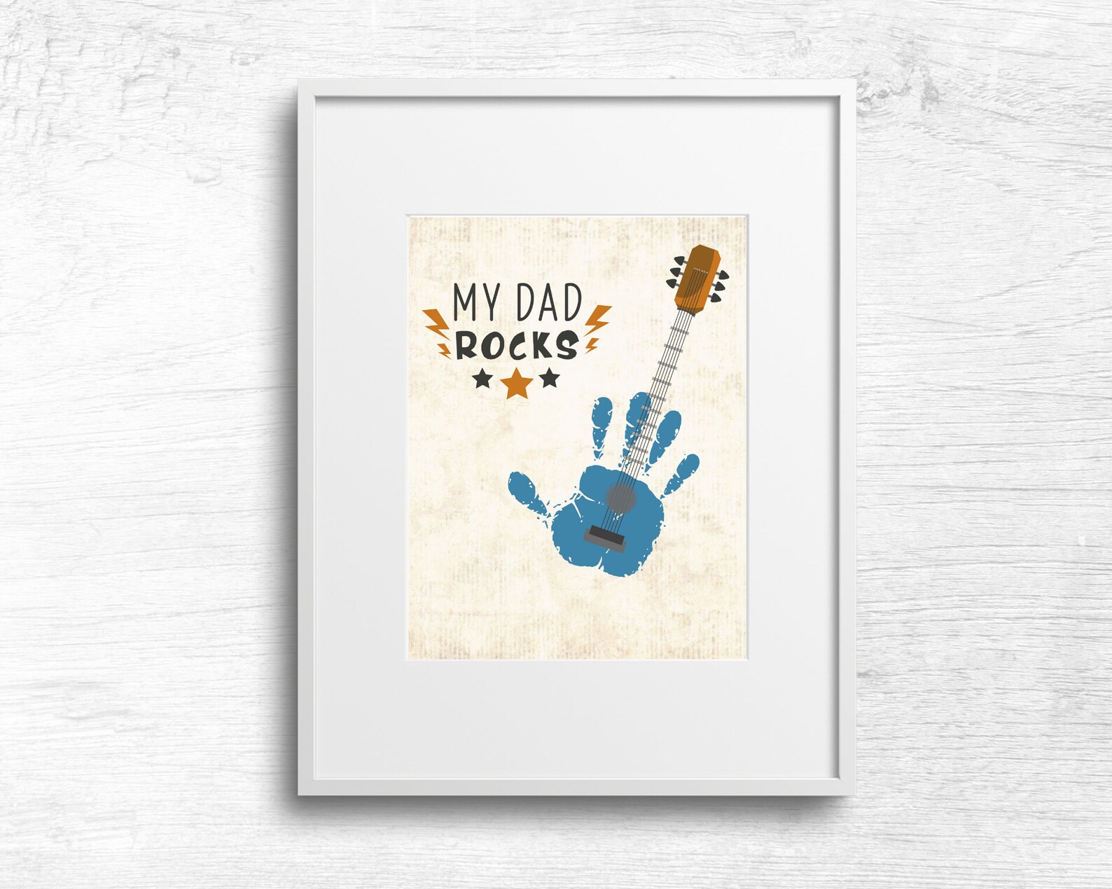 My Dad Rocks Guitar Handprint Art Craft, Gift for Dad, DIY Kids Craft ...