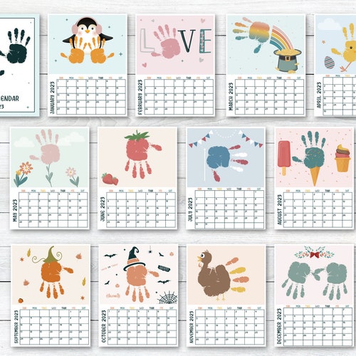 2024 12 Month Handprint Calendar DIY Kid Toddler Baby Craft - Etsy UK