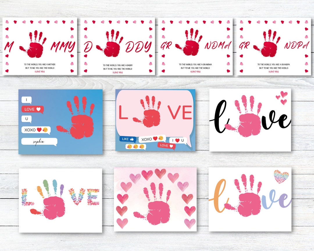 Set of 10 Love Handprints Art Bundle, DIY Kids Craft, Mommy Daddy ...