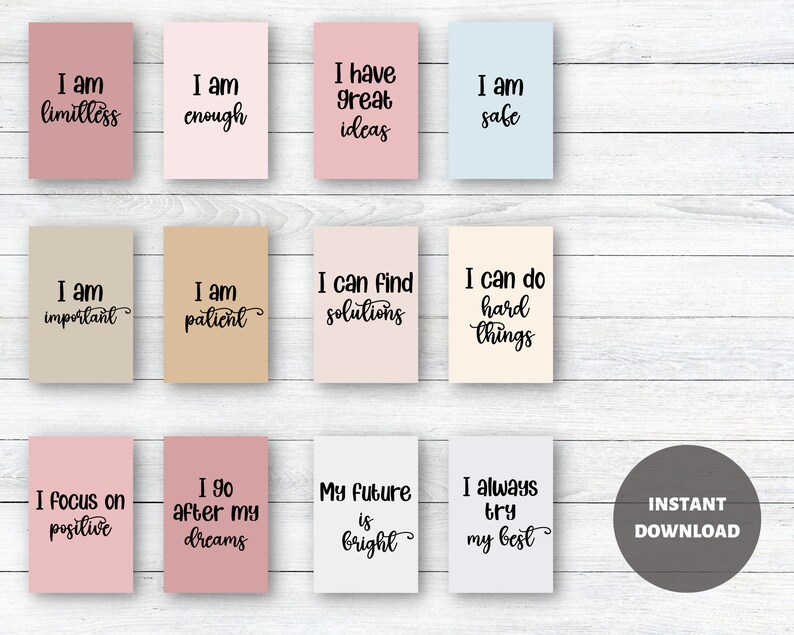60 Positive Affirmation Cards Inspirational Bundle Vision - Etsy