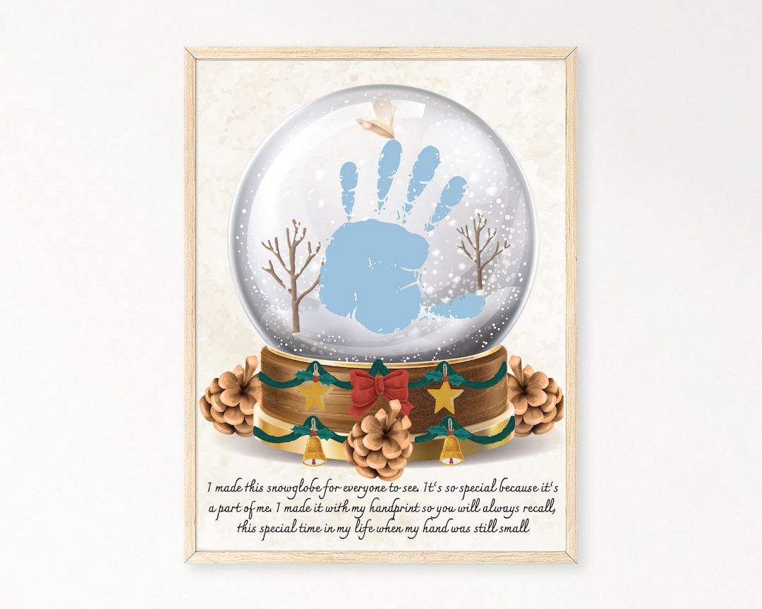 Christmas Snow Globe Handprint Art, Xmas Printable, Christmas Craft ...