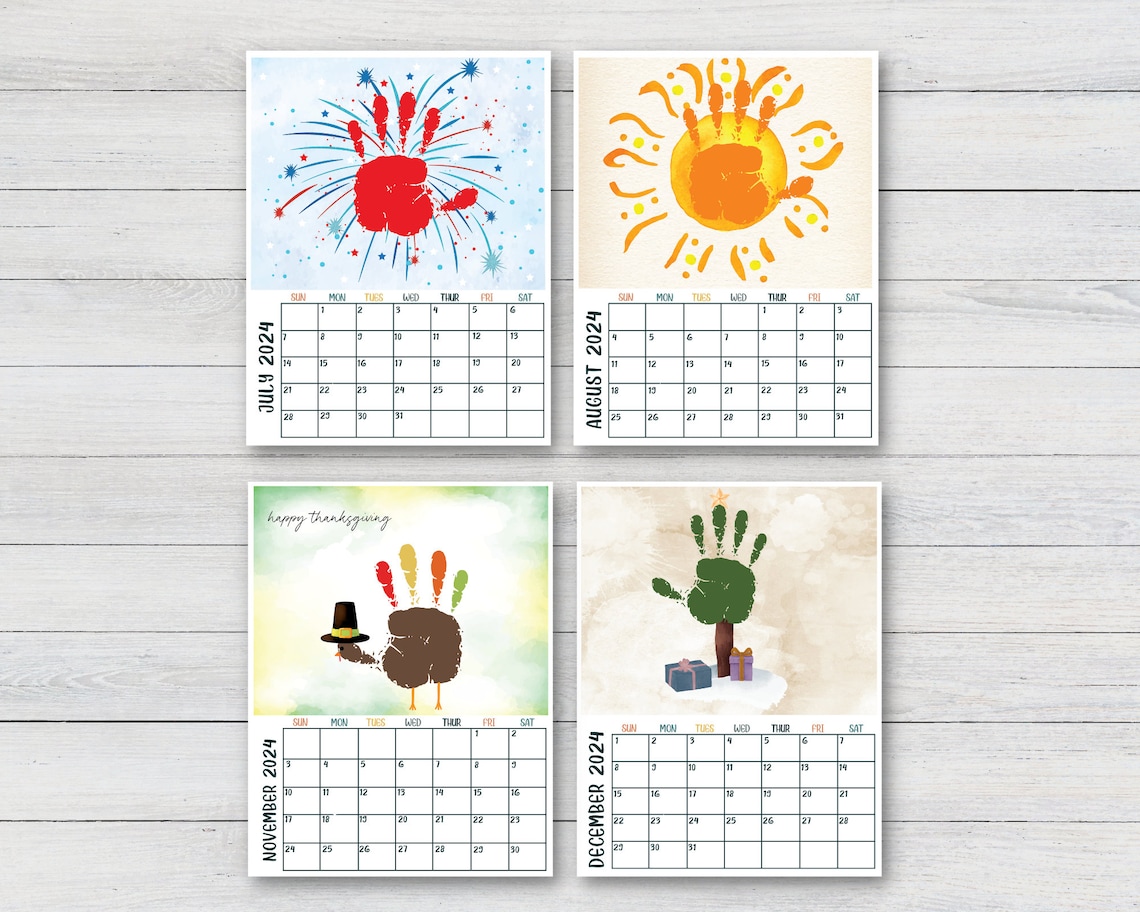 2024 12 Month Handprint Calendar DIY Kid Toddler Baby Craft - Etsy