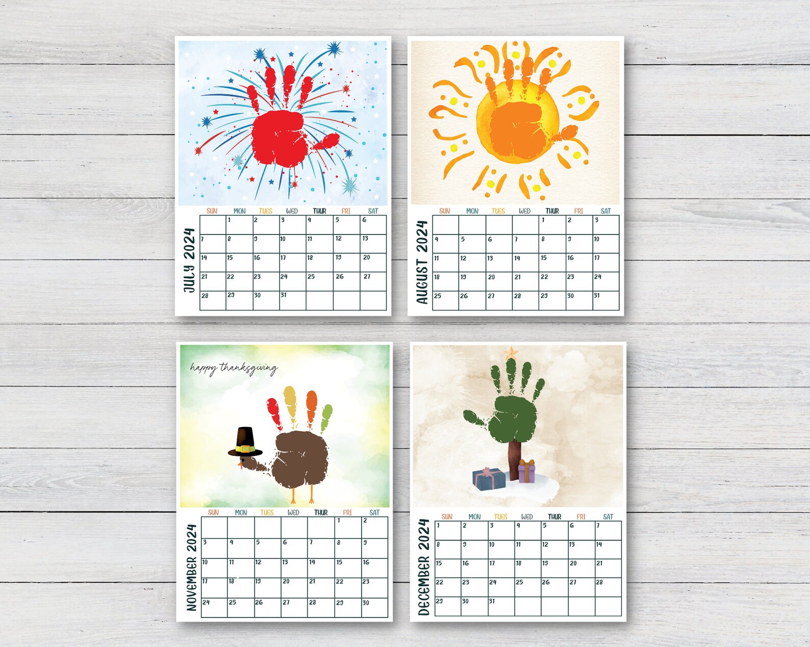 2024 12 Month Handprint Calendar DIY Kid Toddler Baby Craft - Etsy UK