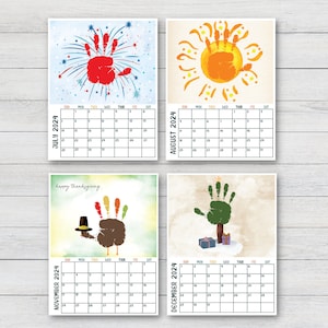 2024 12 Month Handprint Calendar, DIY Kid Toddler Baby Craft, Calendar ...