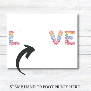 Love Hearts Handprint Art, Baby Toddler Kids Art Crafts, Love Keepsake ...