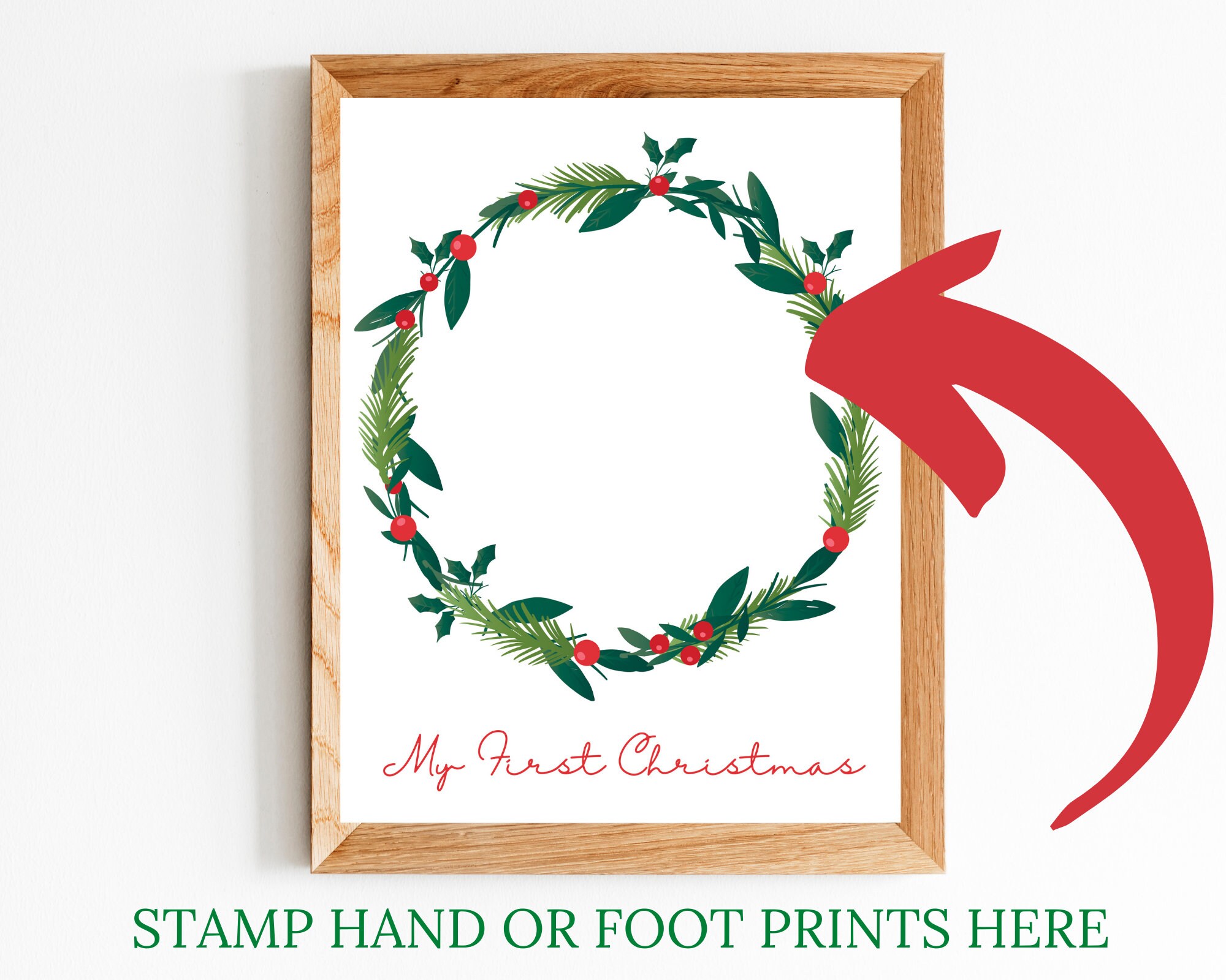 Christmas Wreath Handprint Footprint Craft Printable - Etsy