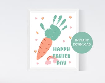 Hoppy Easter Handprint Printable Card Hoppy Easter Crafts for - Etsy